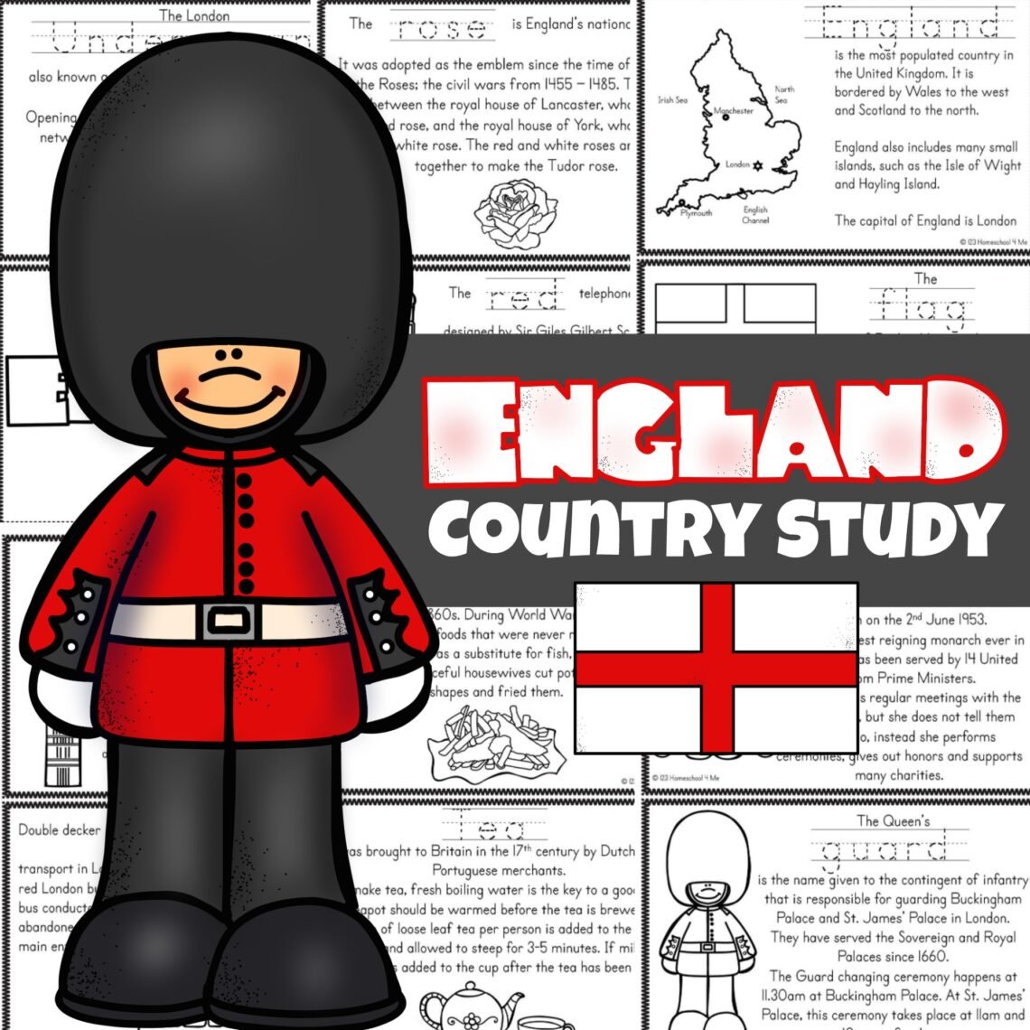 💂‍♀️ FREE England for Kids Printable Reader to Color, Read, and Learn!