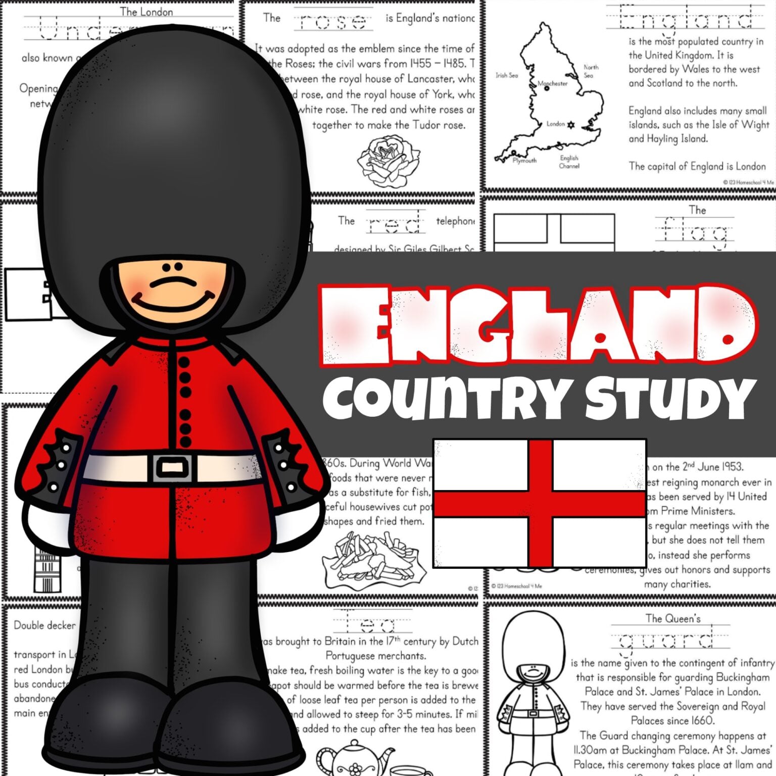 💂‍♀️ FREE England for Kids Printable Reader to Color, Read, and Learn!