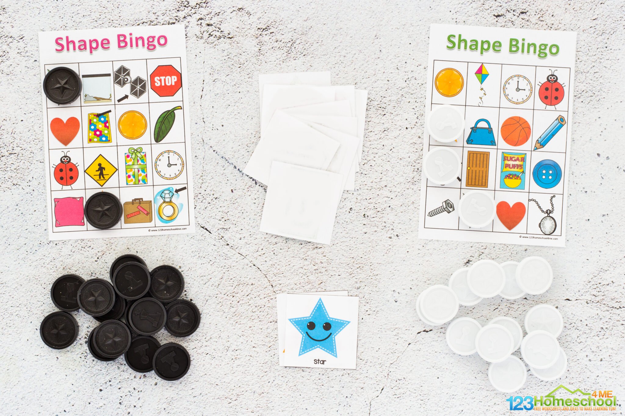 🔵🟪🔺💛 FREE Printable Shape Bingo Game for Kids