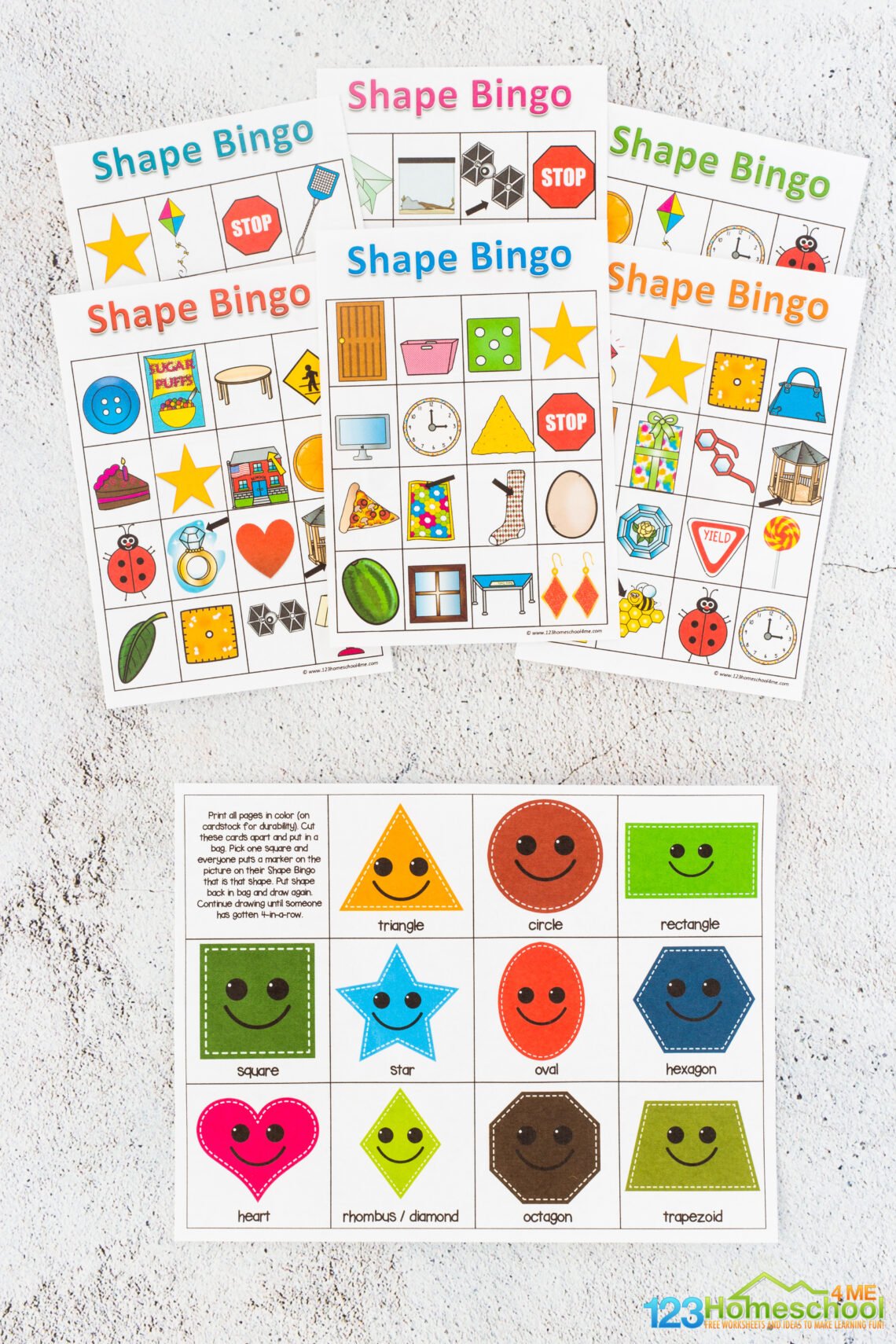 🔵🟪🔺💛 FREE Printable Shape Bingo Game for Kids