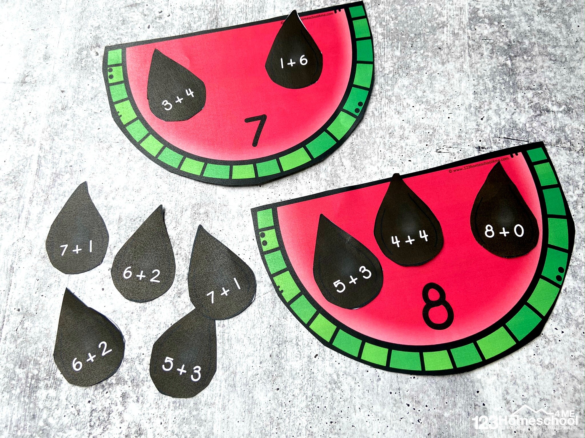 🍉 FREE Watermelon Math - Addition within 10 Activity