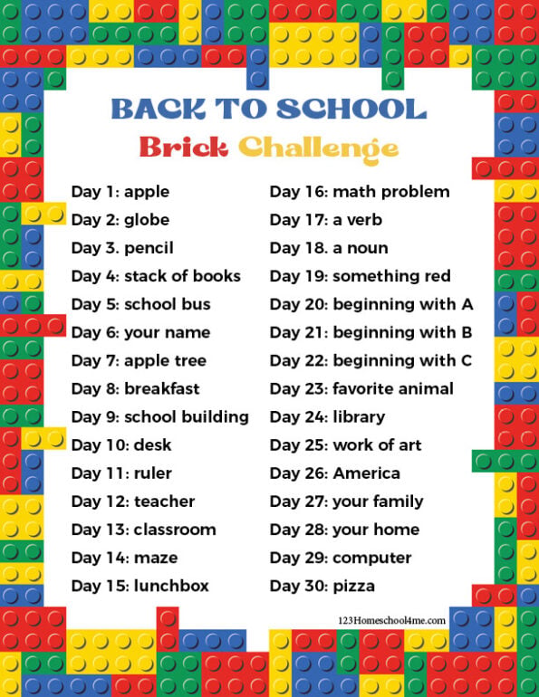 FREE Back to School Lego Challenge