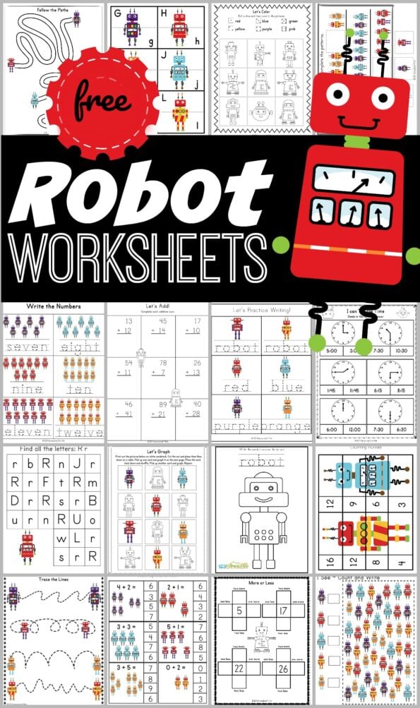 FREE Robot Printables Worksheets for Preschool and Kindergarten
