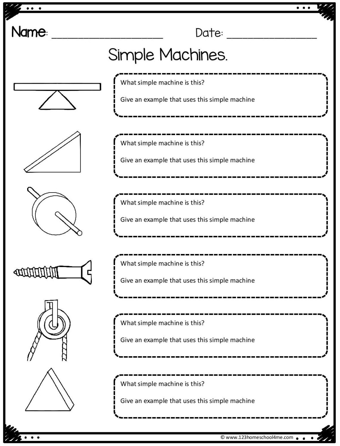 FREE Printable Simple Machines Worksheet Pack for Kids