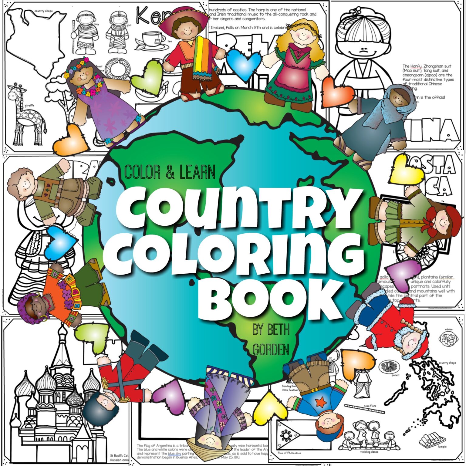 Read, Color & Learn Country Coloring Pages