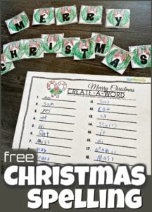 🎅 FREE Christmas CVC Words Clip Cards
