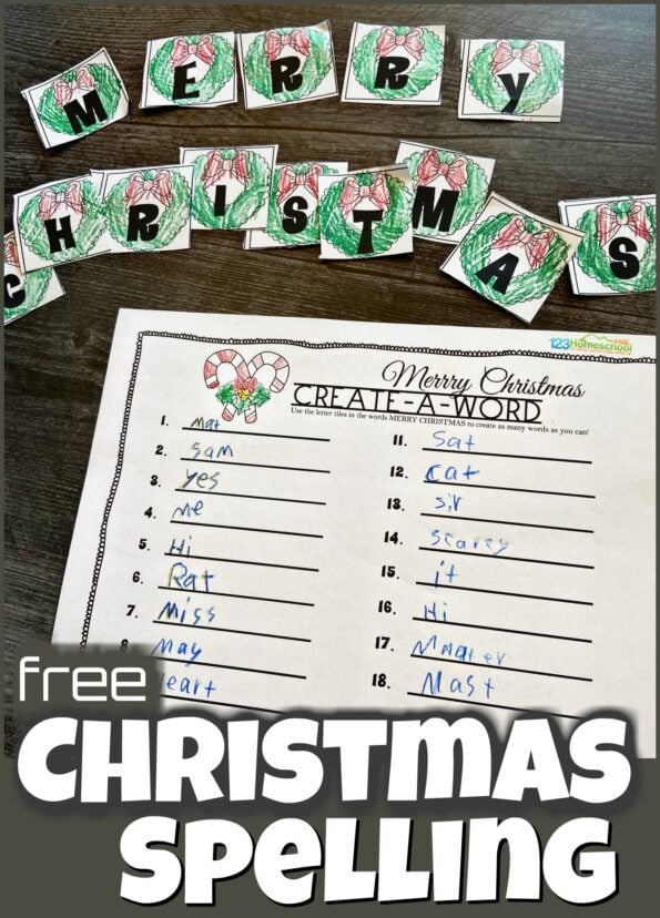 🎄 FREE Create a Word Christmas Spelling Activity