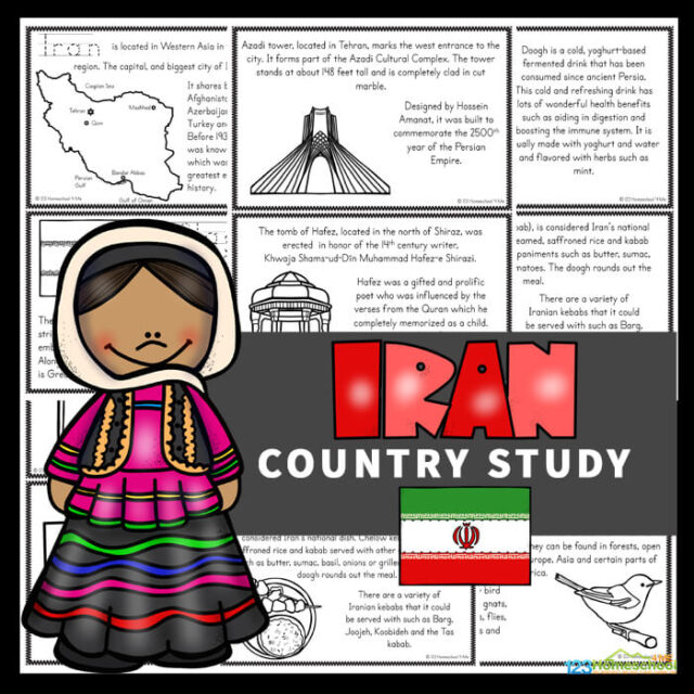 FREE Printable Iran for Kids Printable Mini-Book to Read, Color & Learn