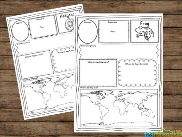 🐻🦇🐸🦔 FREE FREE Printable Animals that Hibernate Worksheets