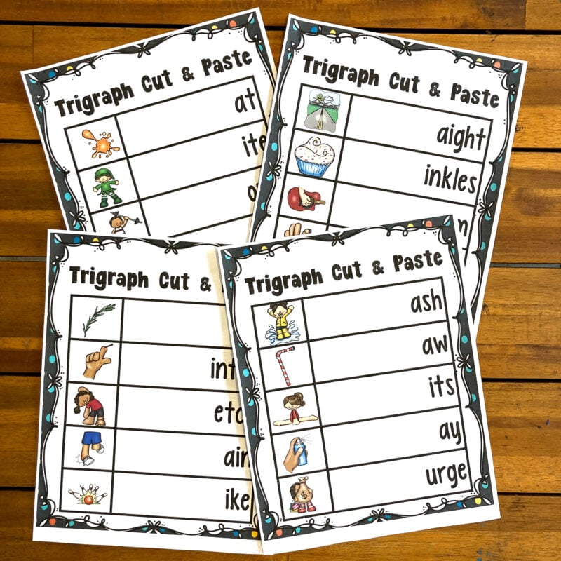FREE Printable, Cut and Paste Trigraphs Worksheets