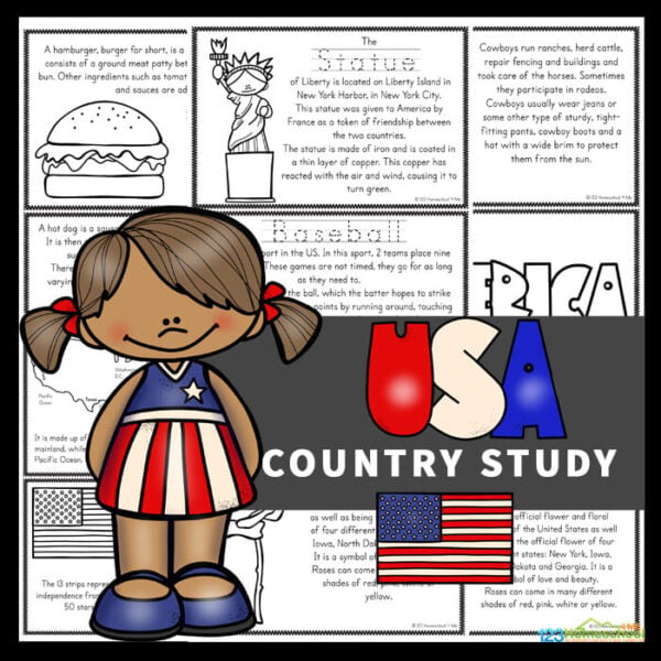 FREE USA For Kids Printable Book to Read, Color, and Learn!