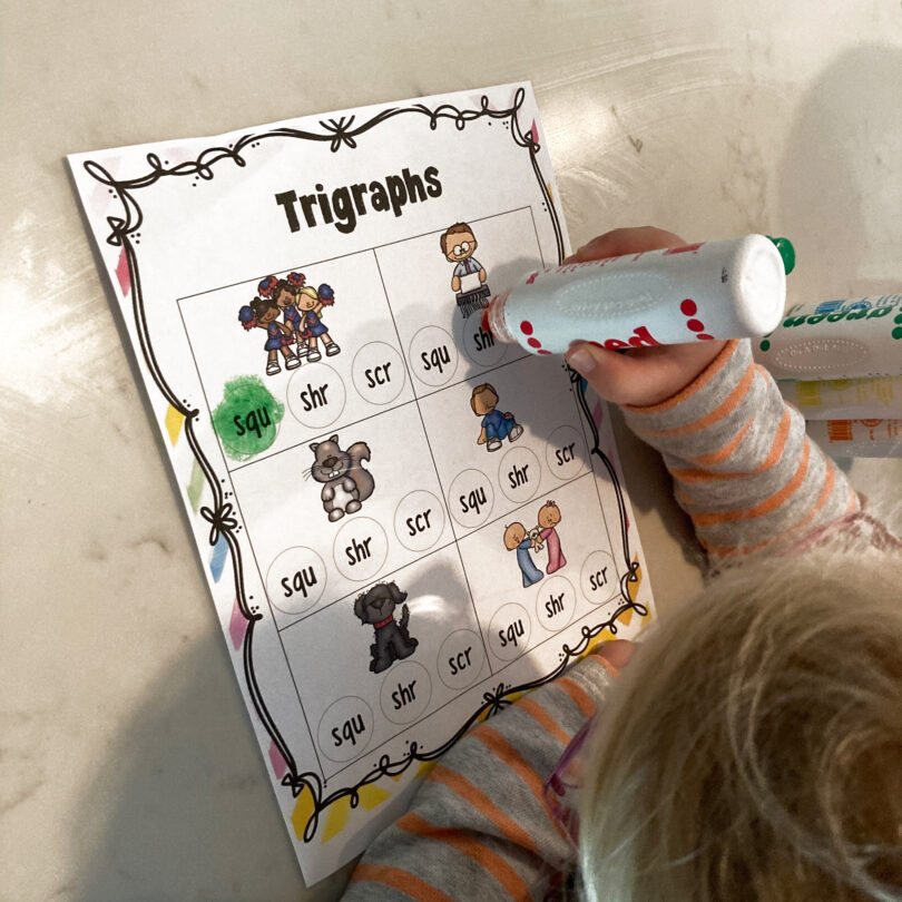 FREE Trigraph Worksheets with Do a Dot Printables