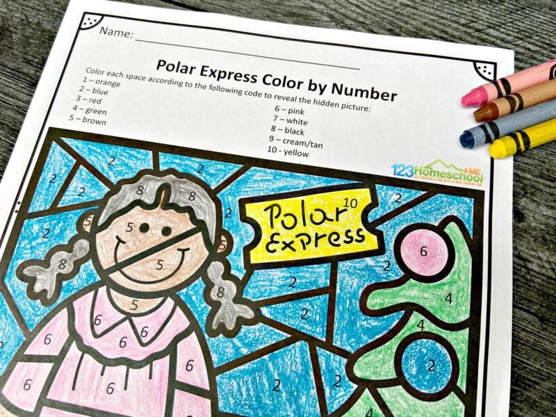 🎄 FREE Polar Express Color by Number Worksheets