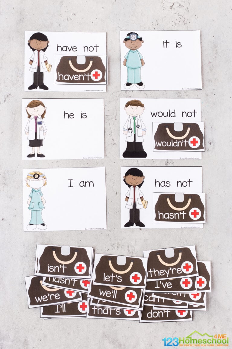 FREE Printable Contraction Practice Worksheets