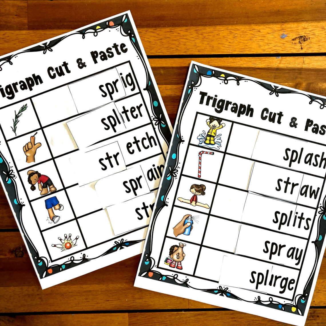 FREE Printable, Cut and Paste Trigraphs Worksheets
