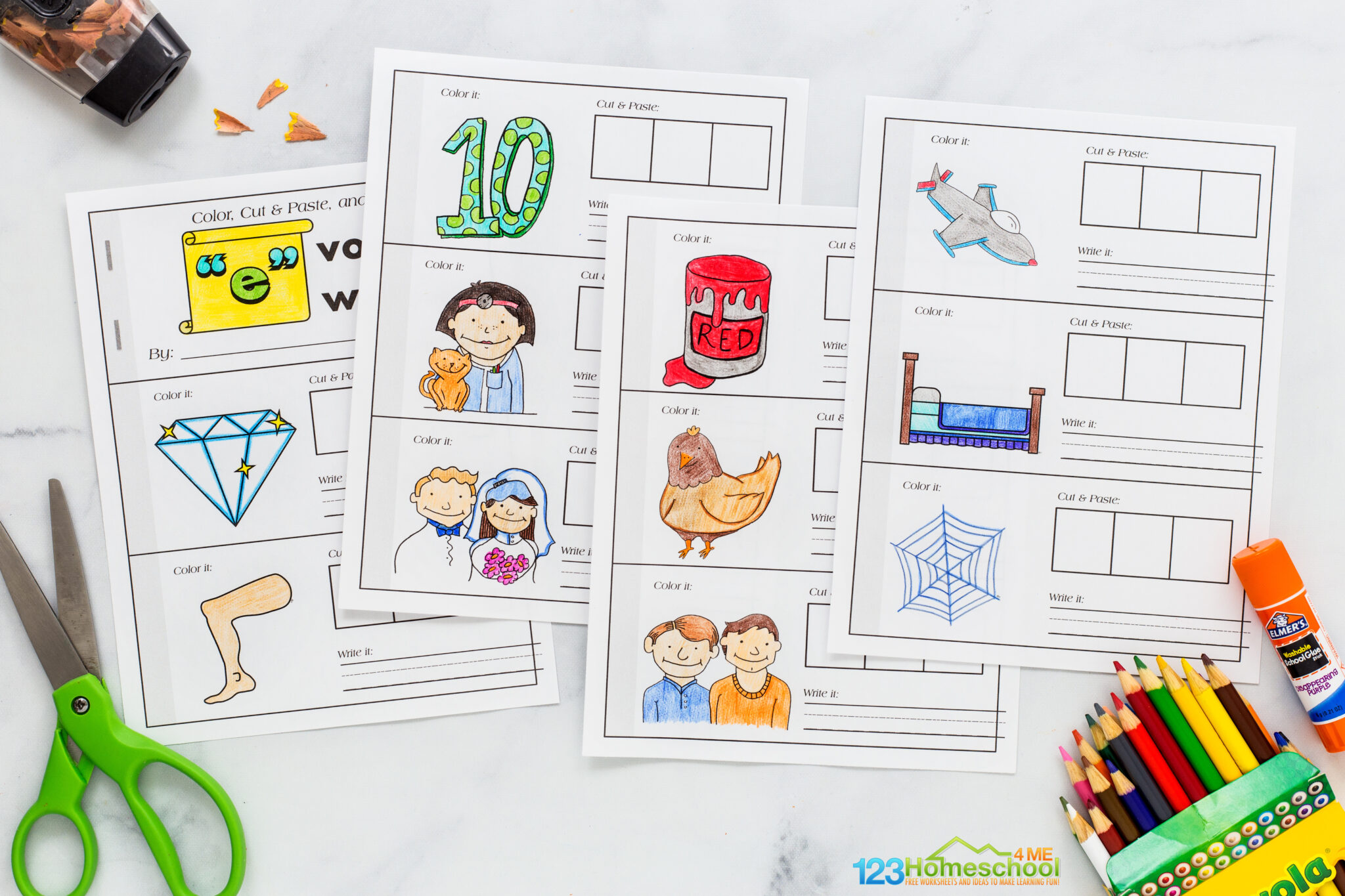 ️ FREE Printable Short e CVC Words Cut-and-Paste Book pdf