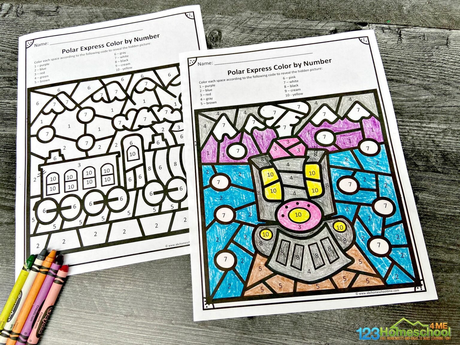 🎄 FREE Polar Express Color by Number Worksheets