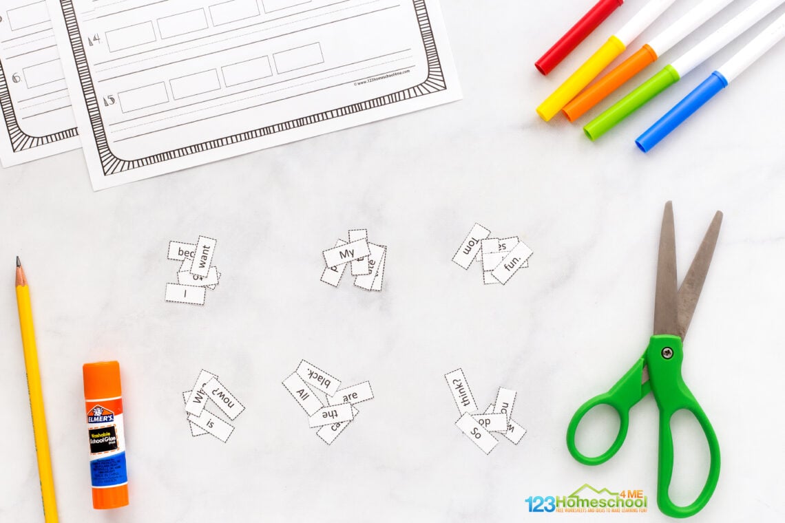 FREE Printable Sentence Scramble Worksheets for Kids