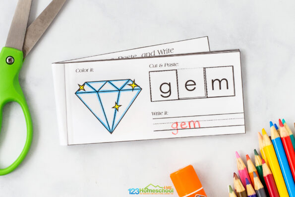 ️ FREE Printable Short e CVC Words Cut-and-Paste Book pdf