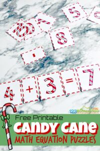 🎄 FREE Printable Candy Cane Math Equation Puzzles