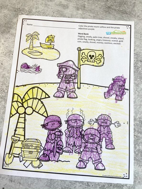 ‍☠️ Free Printable Pirate Parts of Speech Worksheets