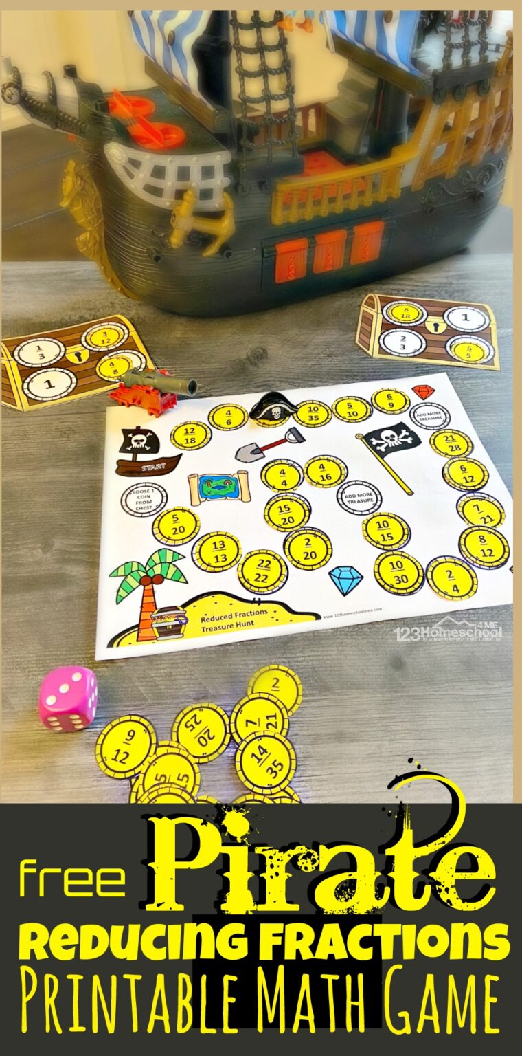 🏴‍☠️ FREE Pirate Reducing Fractions Printable Math Game