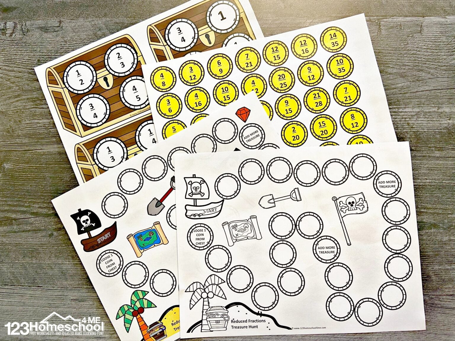 🏴‍☠️ FREE Pirate Reducing Fractions Printable Math Game