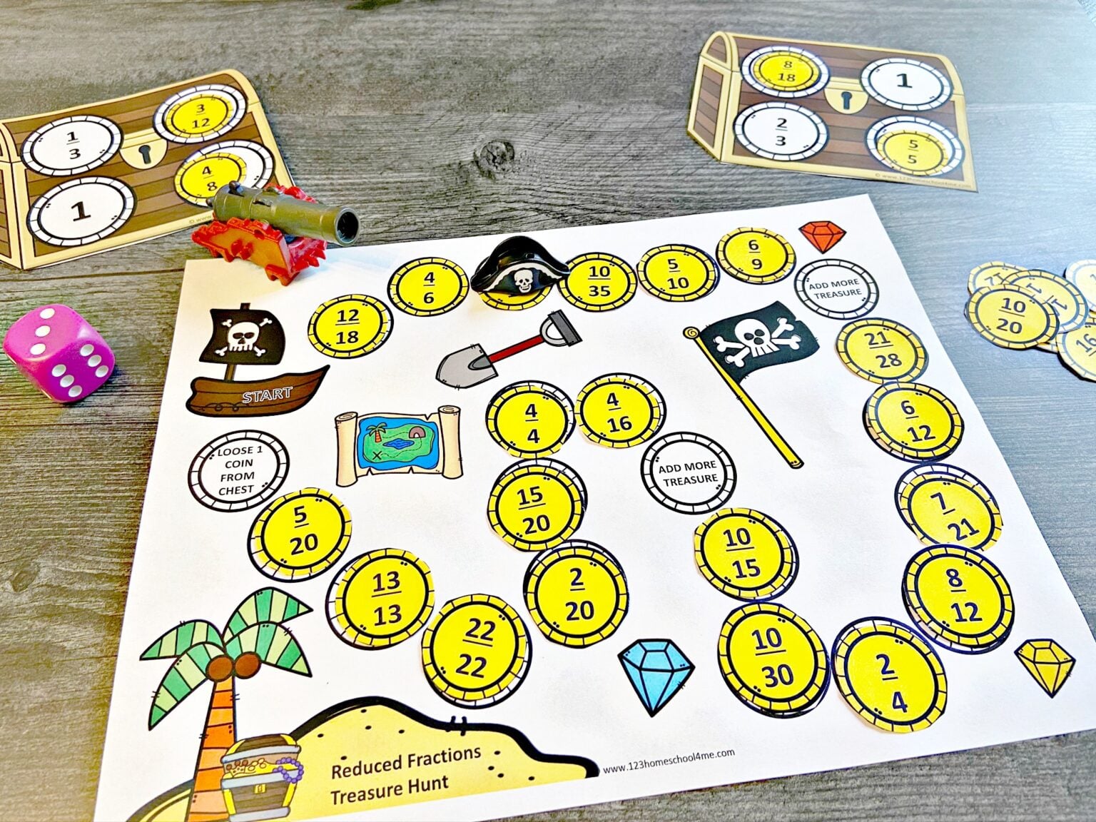 🏴‍☠️ FREE Pirate Reducing Fractions Printable Math Game
