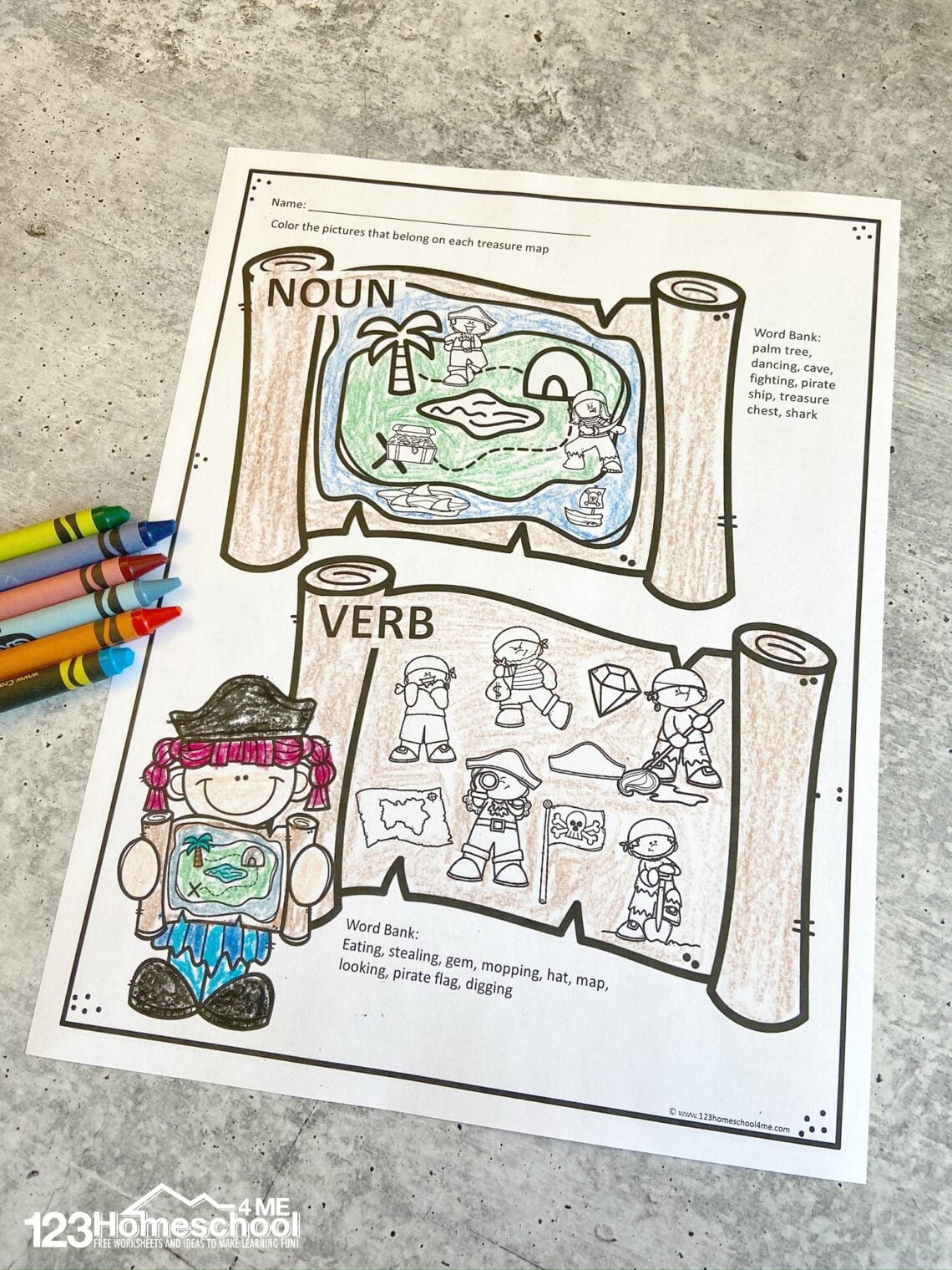 ‍☠️ Free Printable Pirate Parts of Speech Worksheets