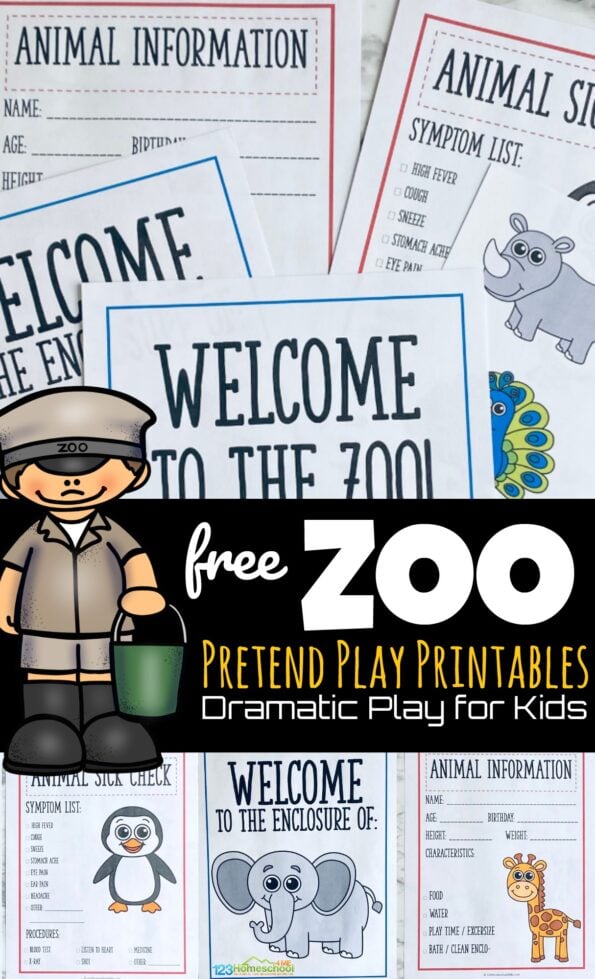 🦍 Zoo Keeper Pretend Play - Dramatic Play Printables for Preschoolers
