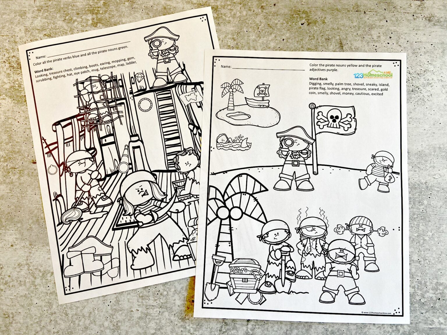 ‍☠️ Free Printable Pirate Parts of Speech Worksheets