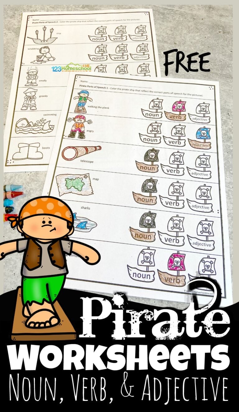 ‍☠️ Free Printable Pirate Parts of Speech Worksheets