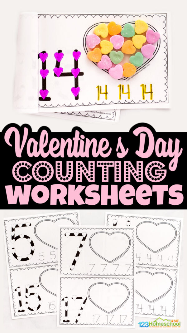 💗 Counting to 20 Valentines Day Math Worksheets Activity