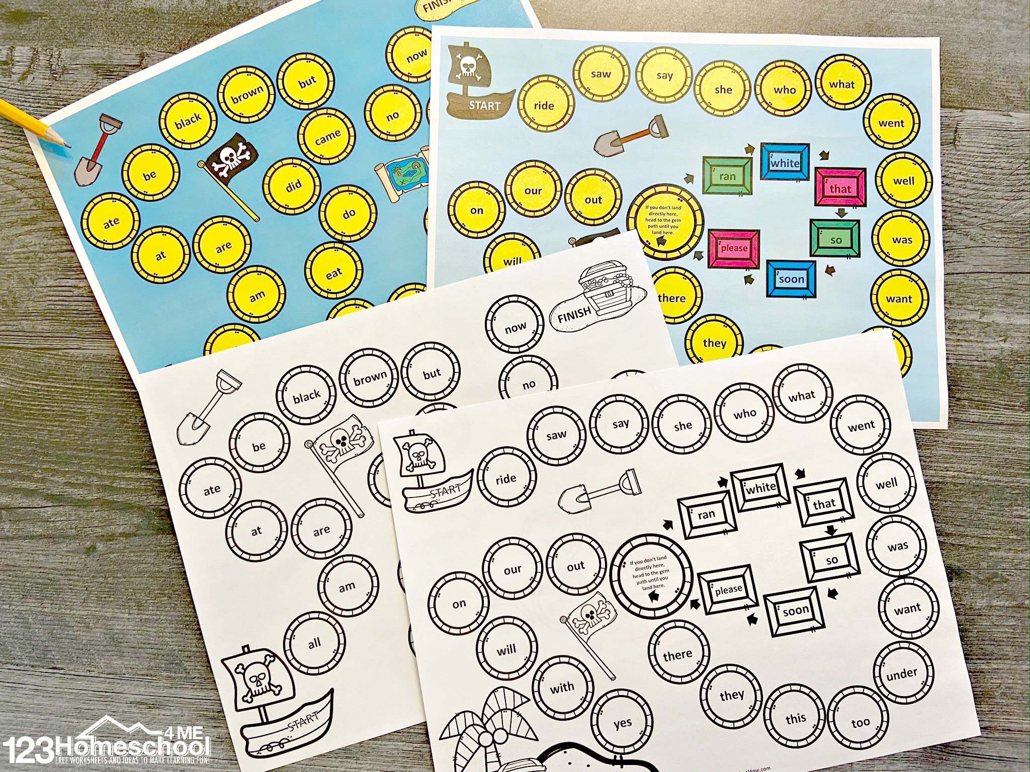 ☠ FREE Printable Pirate Kindergarten Sight Words Game