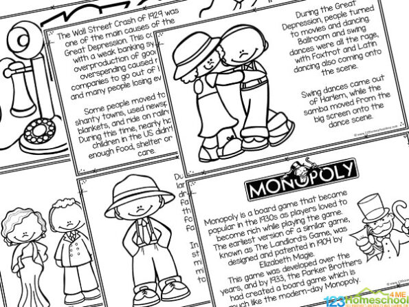 1930s for Kids - Printable Book to Read, Color, and Learn