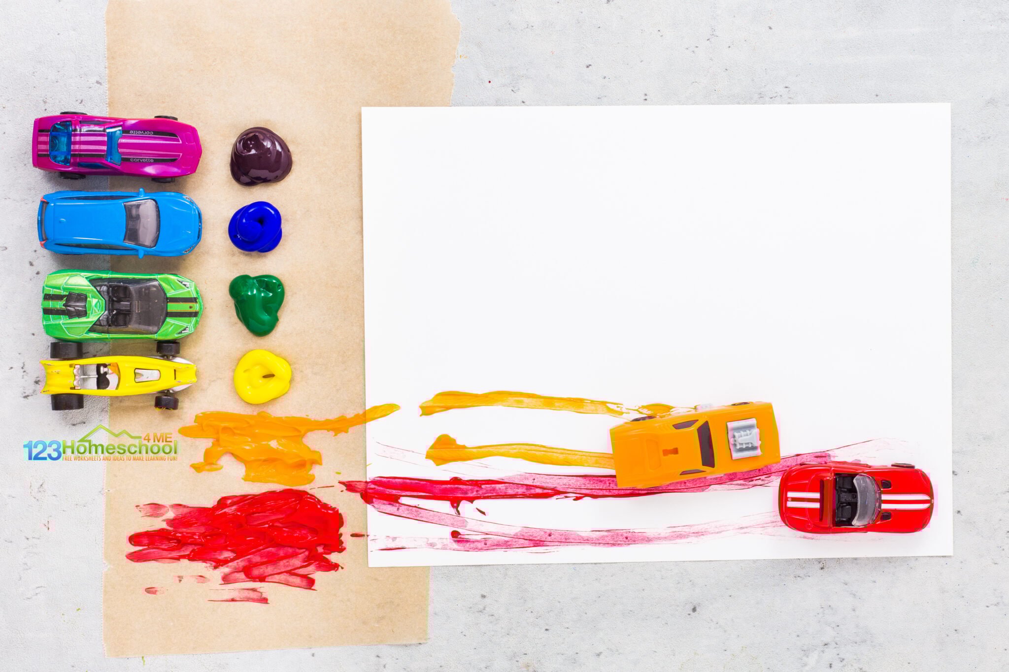 🚗 FUN Rainbow Painting with Cars Activities for Kids