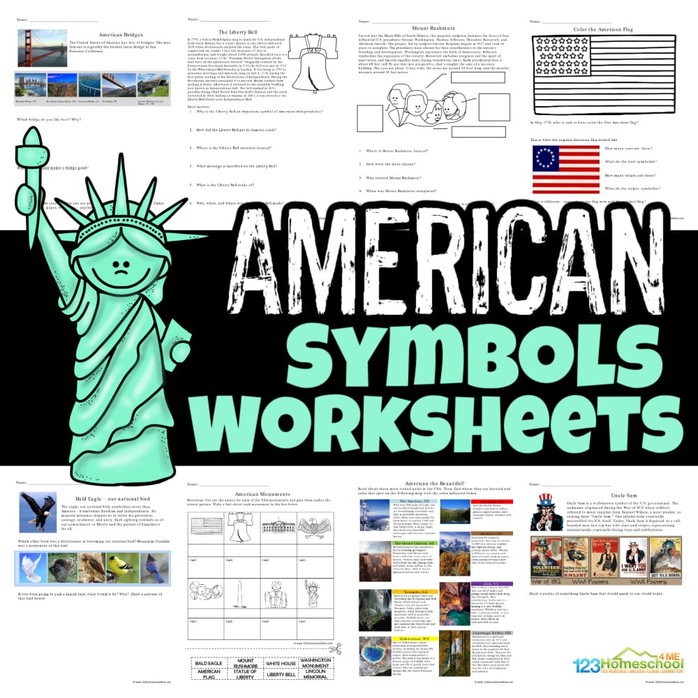 American Symbols American Symbols Kindergarten Social 1240x1754