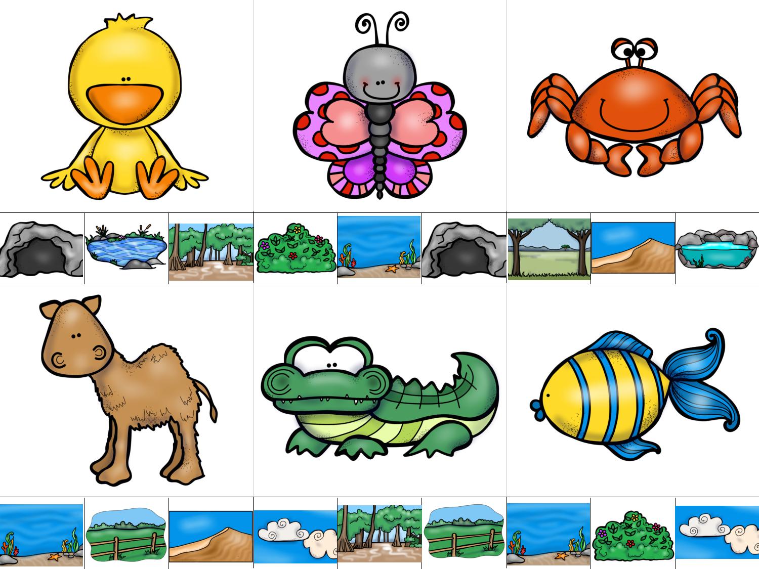 🐠🐪🐘 FREE Printable Animal Homes for Kids Clip it Cards