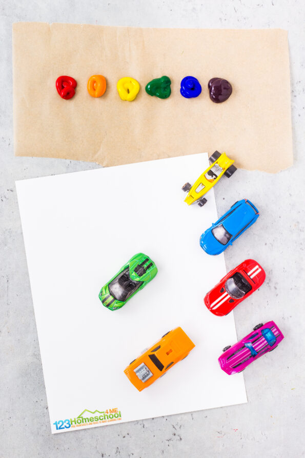🚗 FUN Rainbow Painting with Cars Activities for Kids