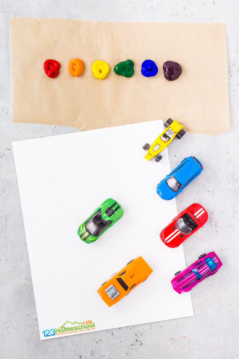 🚗 FUN Rainbow Painting with Cars Activities for Kids