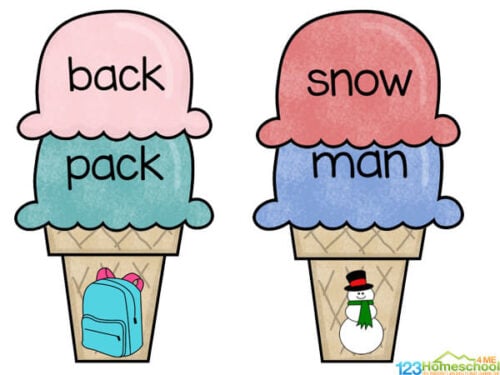 🍧 FREE Printable Ice Cream Compound Words Activity