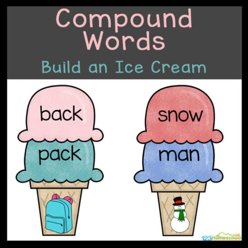 🍧 FREE Printable Ice Cream Compound Words Activity