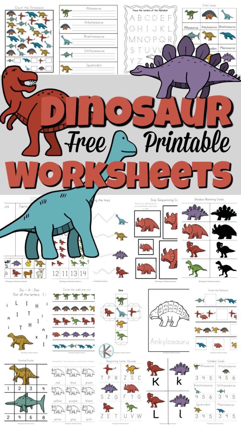 🦕 Dinosaur Theme - Math, Science, Free Printable Worksheets