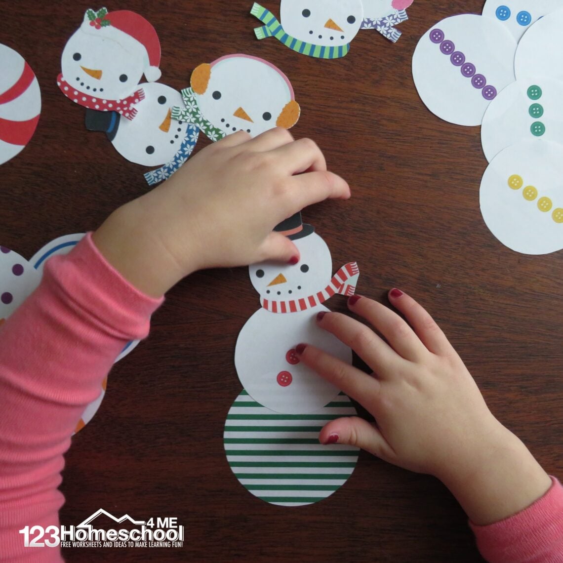 FREE Snowman Mix and Match Color Sorting Game