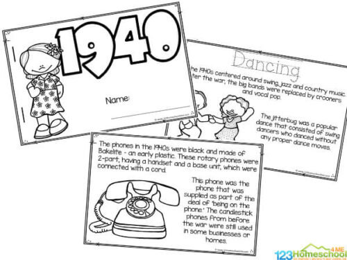 FREE Printable Life in the 1940s America for Kids Reader