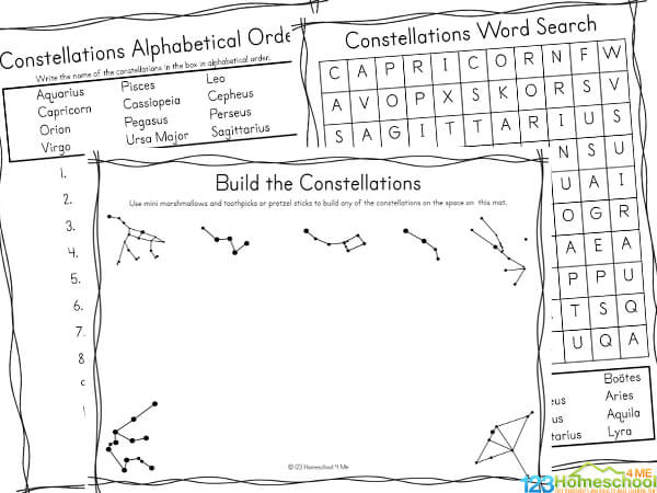 FREE FREE Printable Constellation Worksheets pdf for Kids for Kids