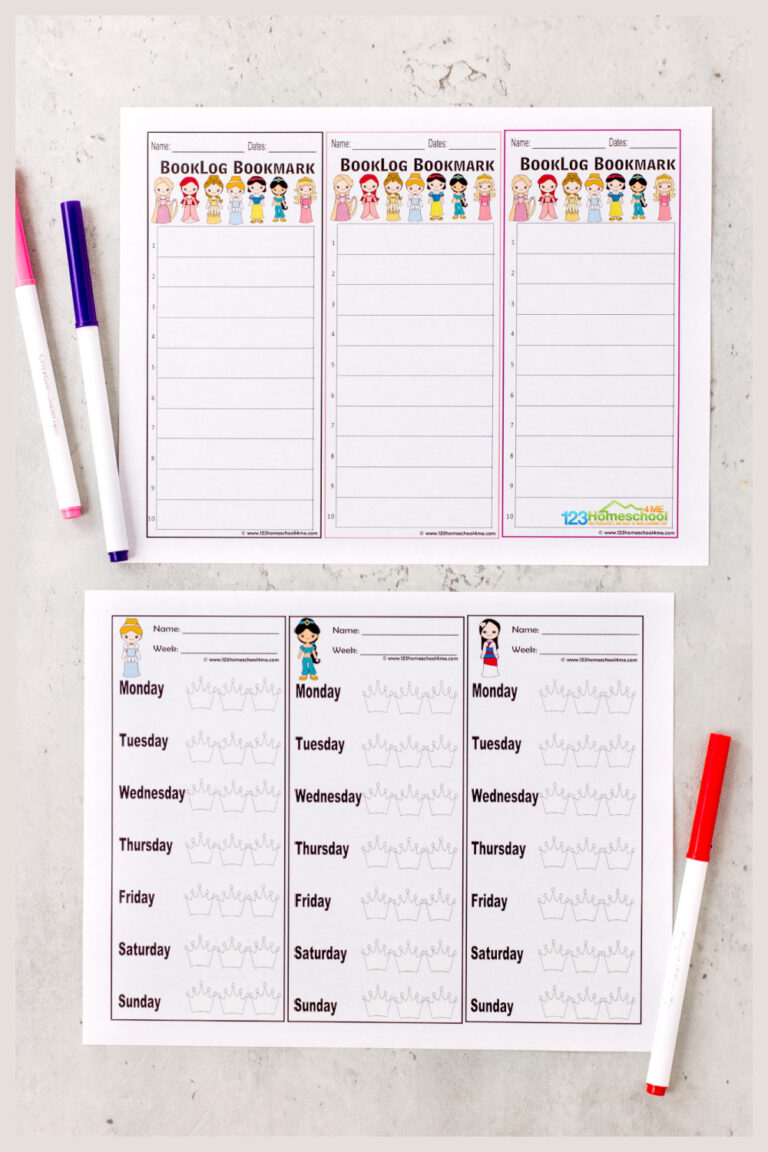 👑 FREE Princess Reading Log Printable Template