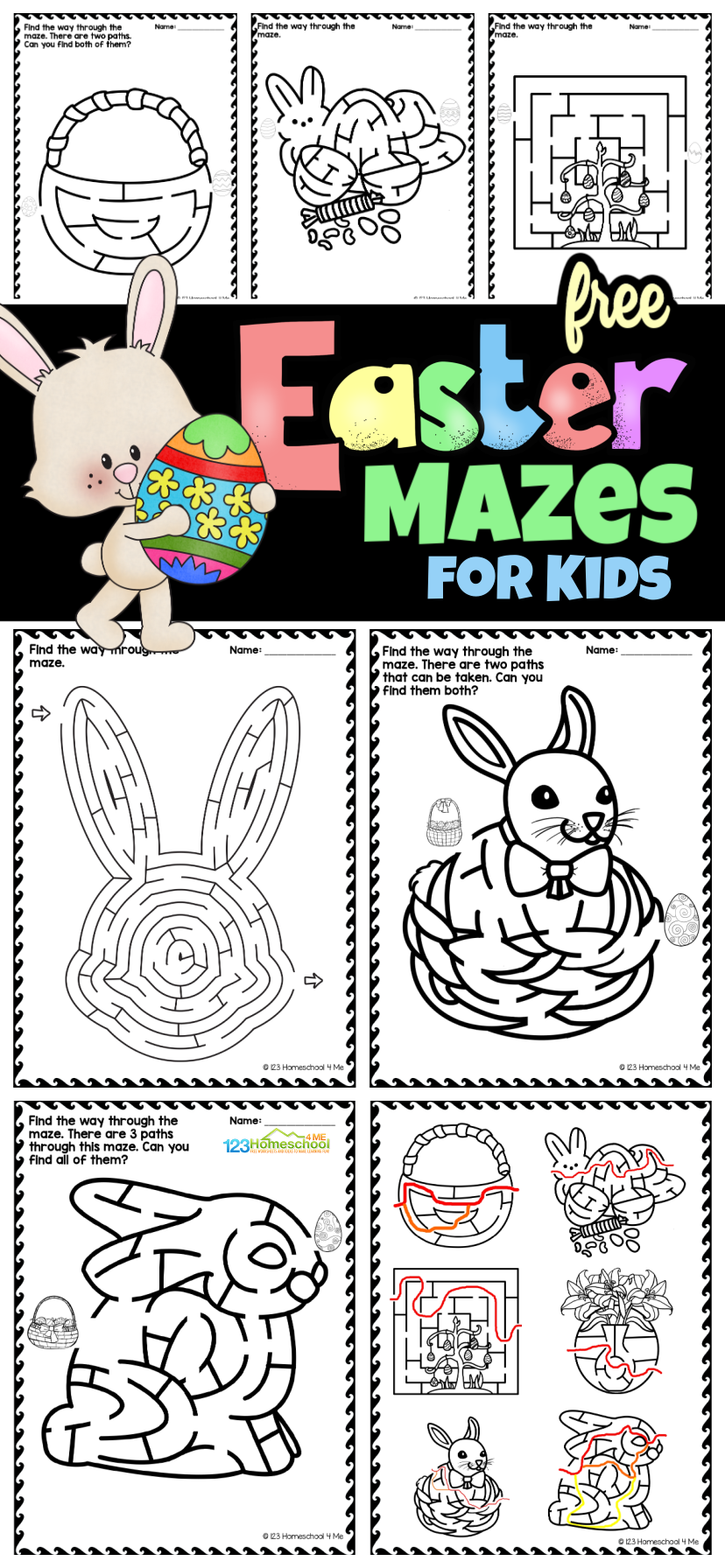 🐰 FREE Printable Easter Mazes for Kids