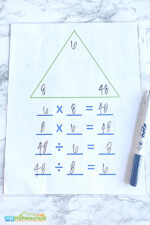 FREE Printable Division Fact Family Triangles Activity