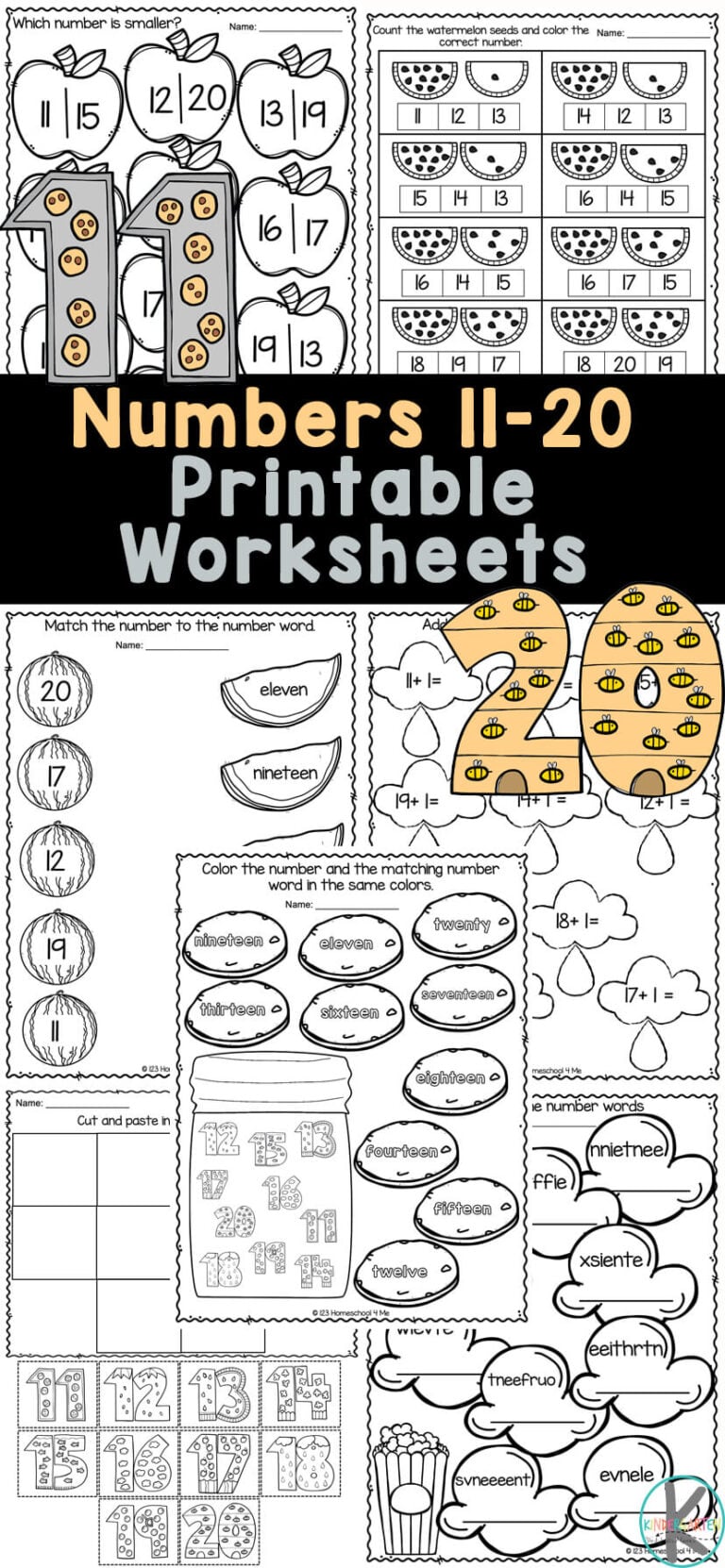 FREE Printable Number Recognition Worksheets - Numbers to 20